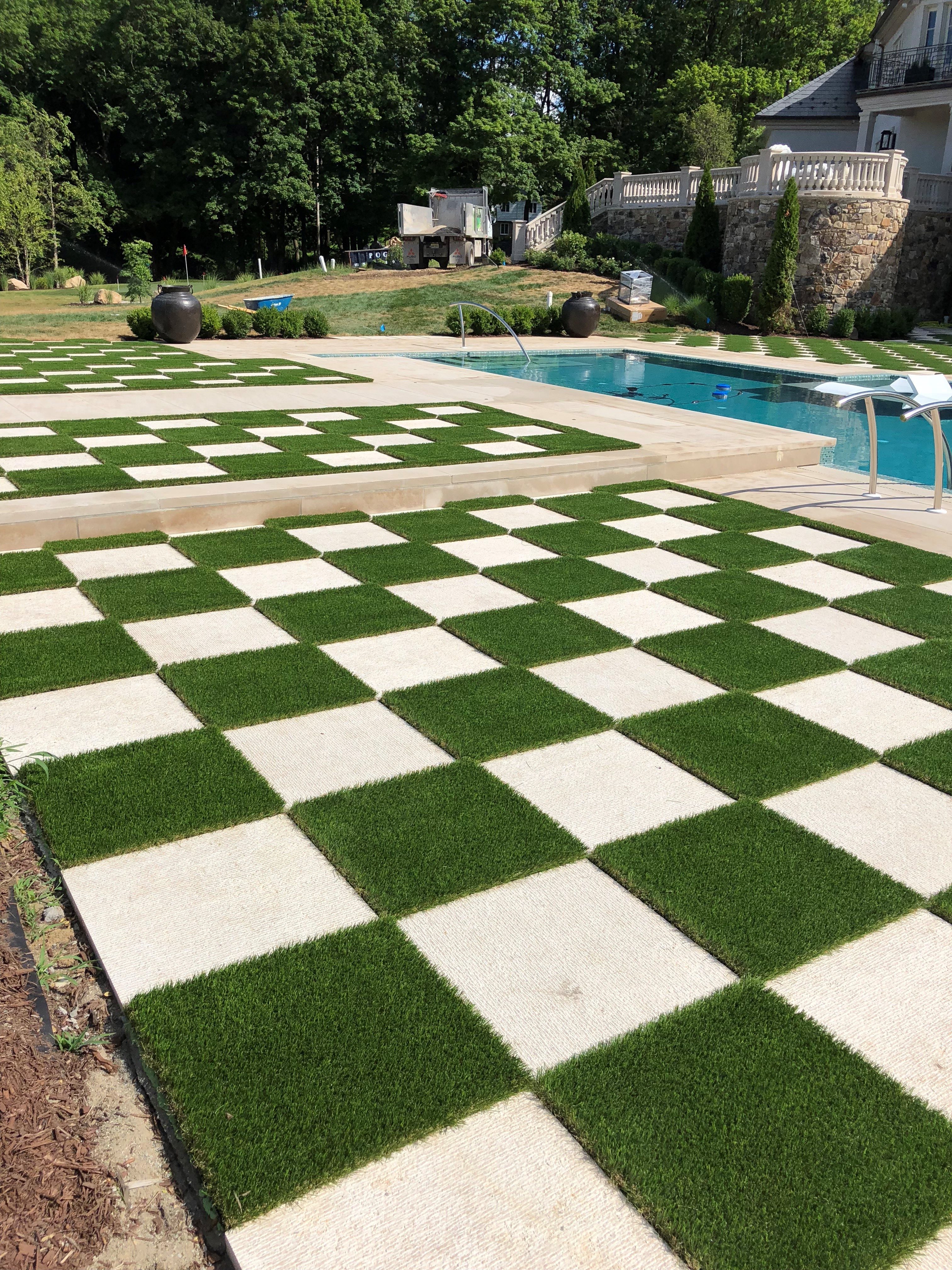Synthetic Turf Checkerboard Paver Project in Northern New Jersey ...