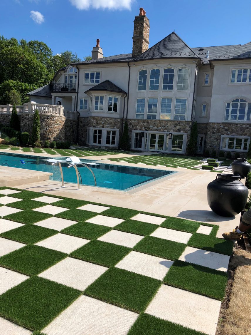 Synthetic Turf Checkerboard Paver Project in Northern New Jersey ...